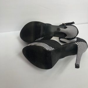 FRH | Shoes | Frh Black With Stripes Platform Heels | Poshmark
